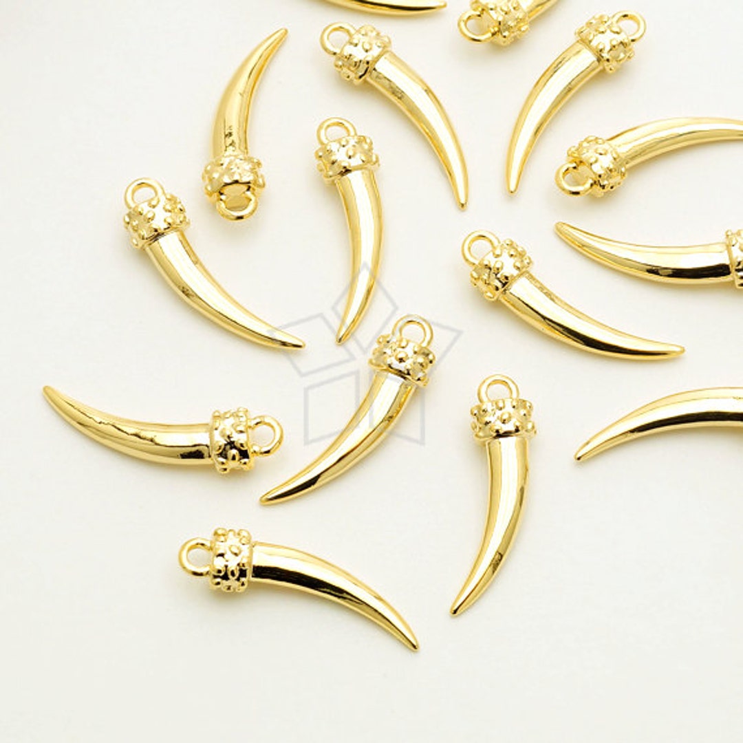 PD-1625-GD / 2 Pcs - Metalic Elephant Ivory Pendant, Lucky Elephant ...