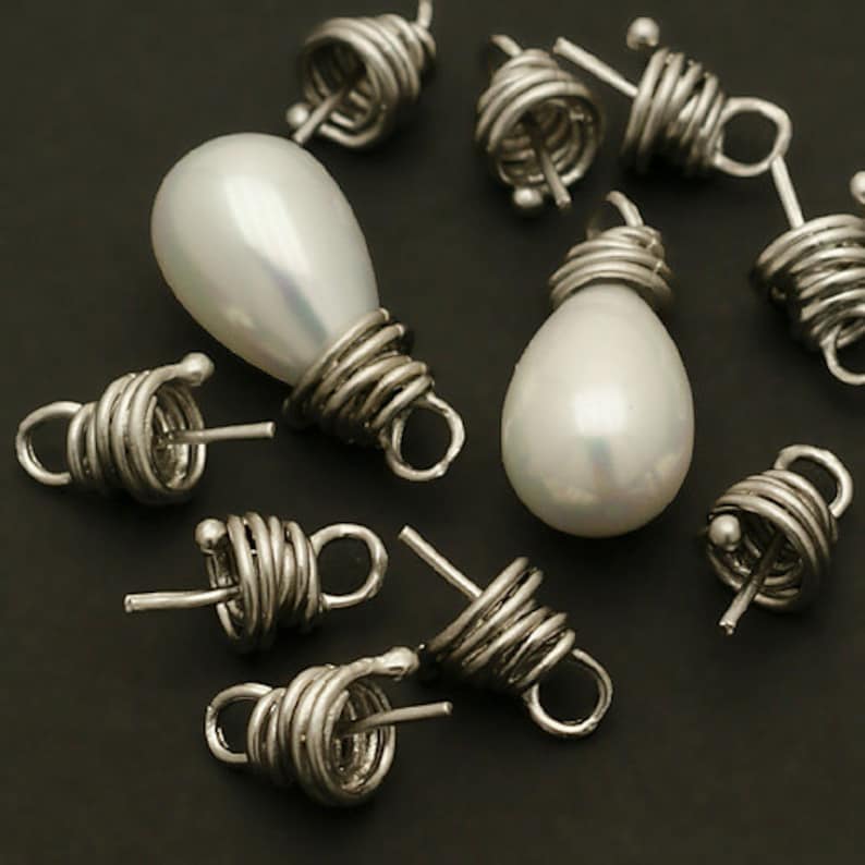 CP-022-MS / 2 Pcs Tiny Wire Wrapped Style Bead Cap With Peg - Etsy