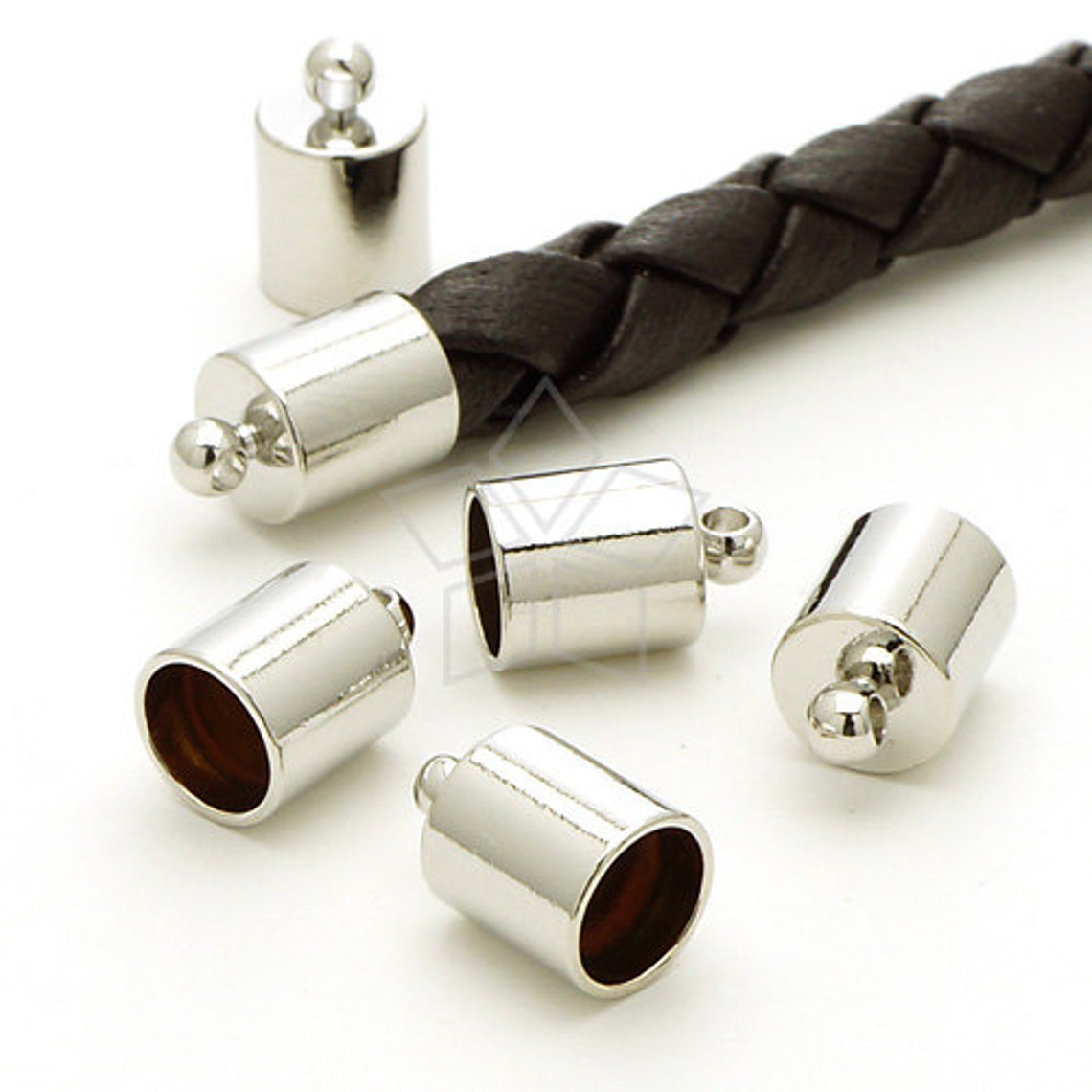 FE-039-OR / 10 Pcs - 8mm End Caps With Loop - Leather End Caps for 7mm ...