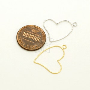 PD-1777-OR / 4 Pcs - Thin Wire Heart Pendant, Open Heart Charm, Love ...