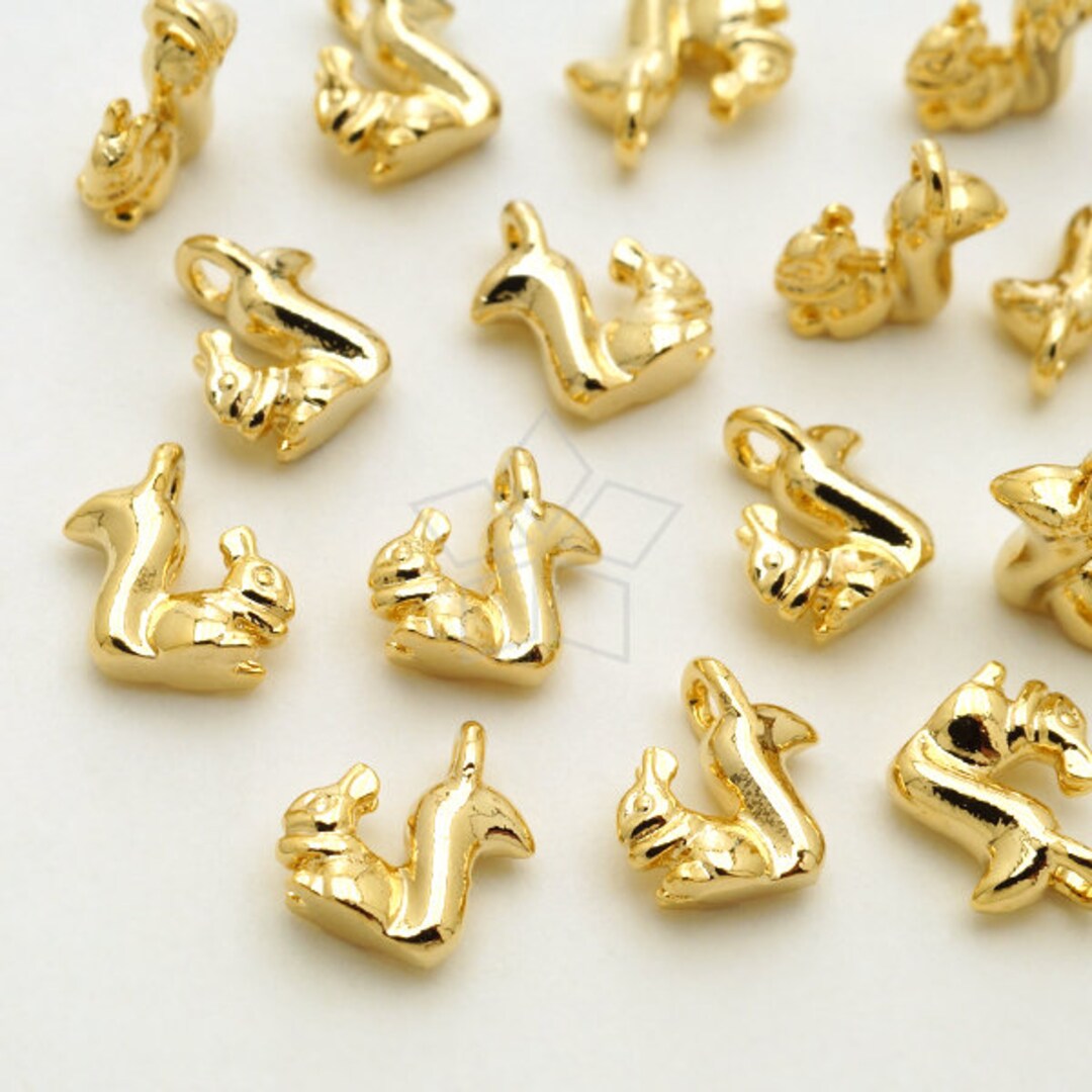 PD-2812-GD / 2 Pcs - Very Tiny Squirrel Charms, Miniature Chipmunk ...