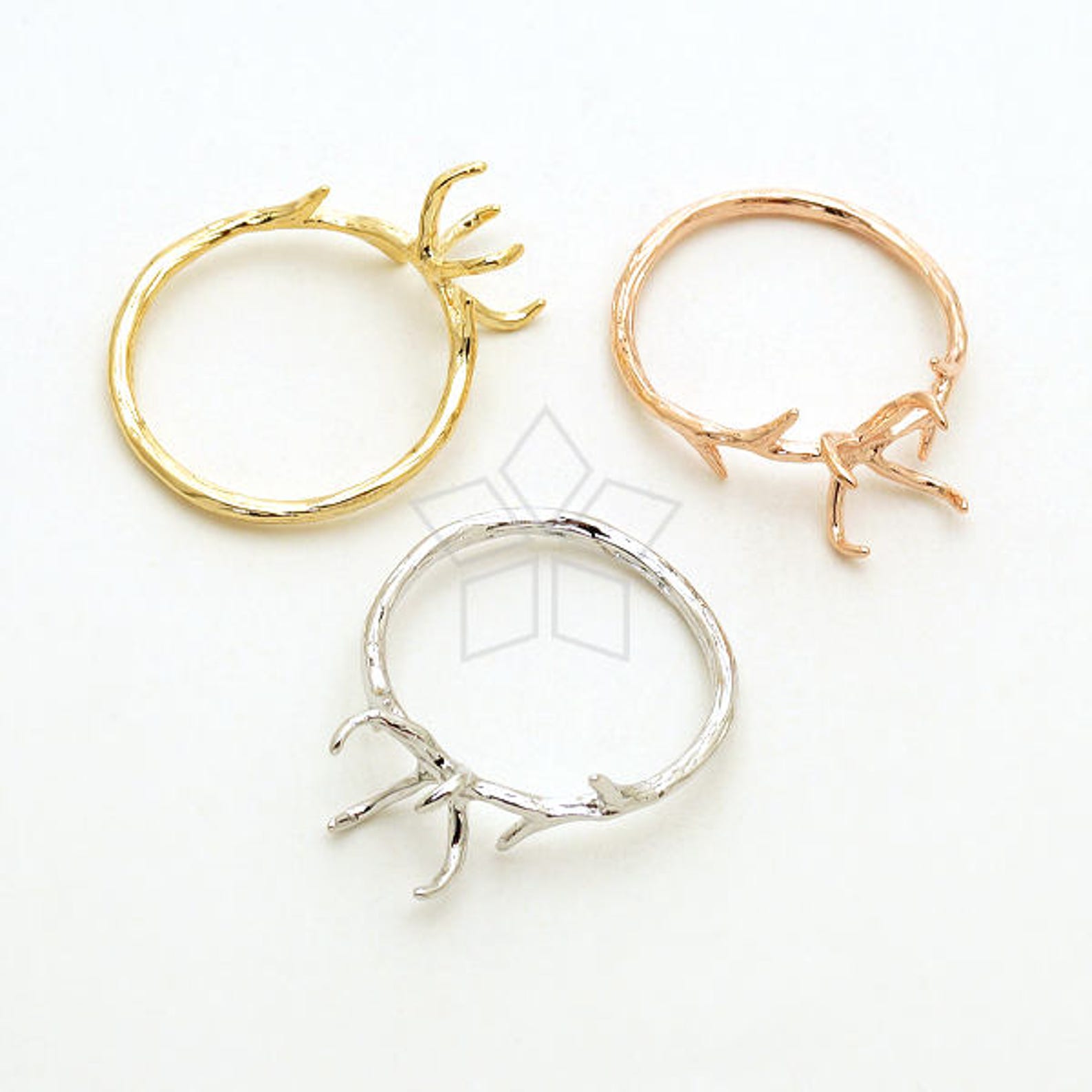 RR-035-OP / 1 Pcs Claws Prong Set Ring Blanks, Twig Textured 4 Prongs ...