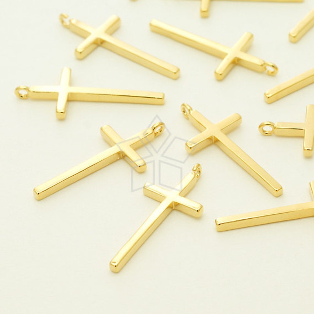 PD-1376-GD / 2 Pcs - Skinny Cross Pendant, Plain Cross, Modern Cross ...