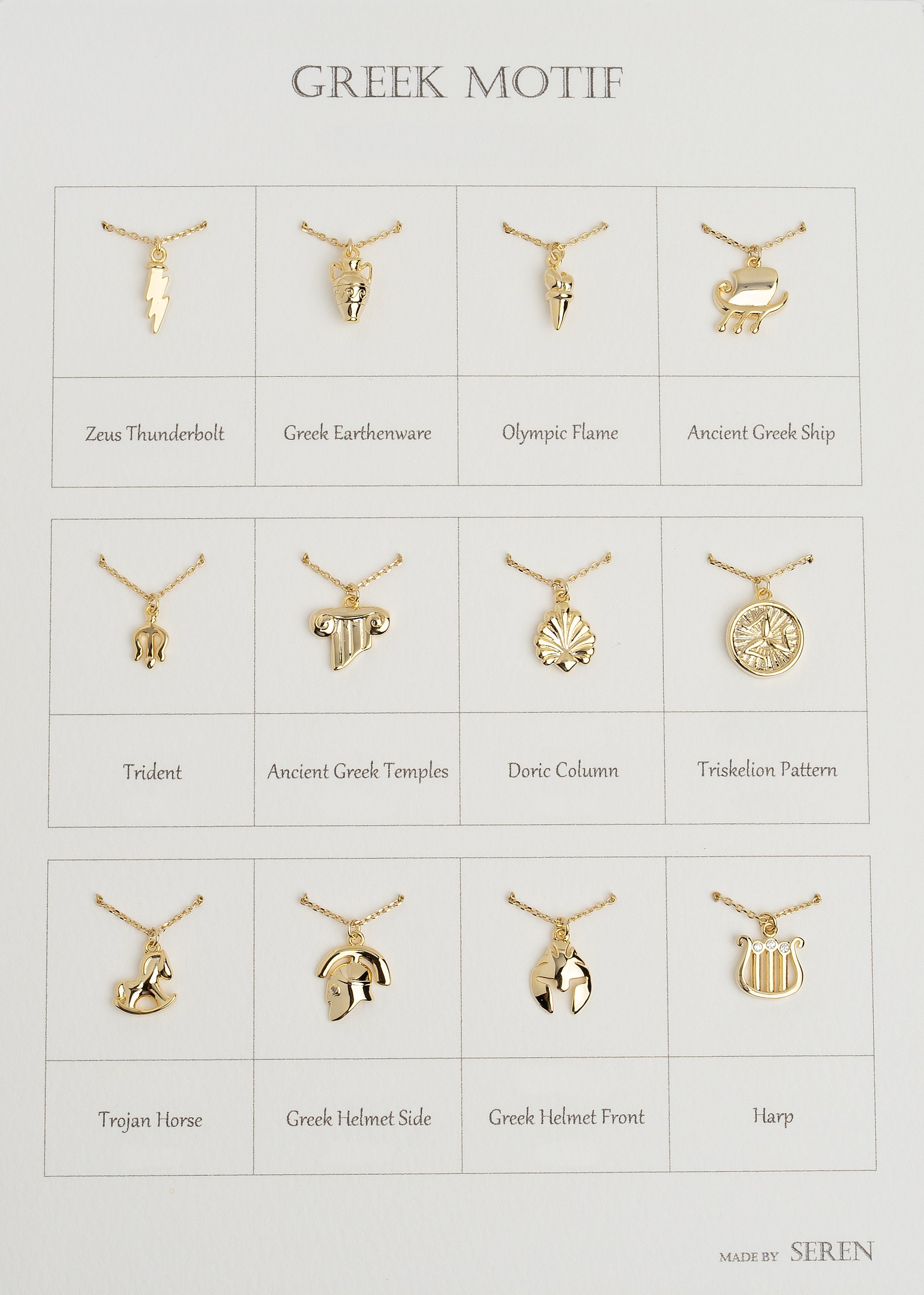 PD-2228-GD / 2 Pcs - Ancient Greek Motif Charms, Gold 12 Styles Antique ...
