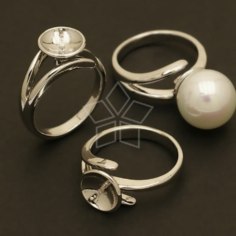 RR-007-OR / 2 Pcs 9.5mm Pearl Cup Ring Base Adjustable DIY - Etsy