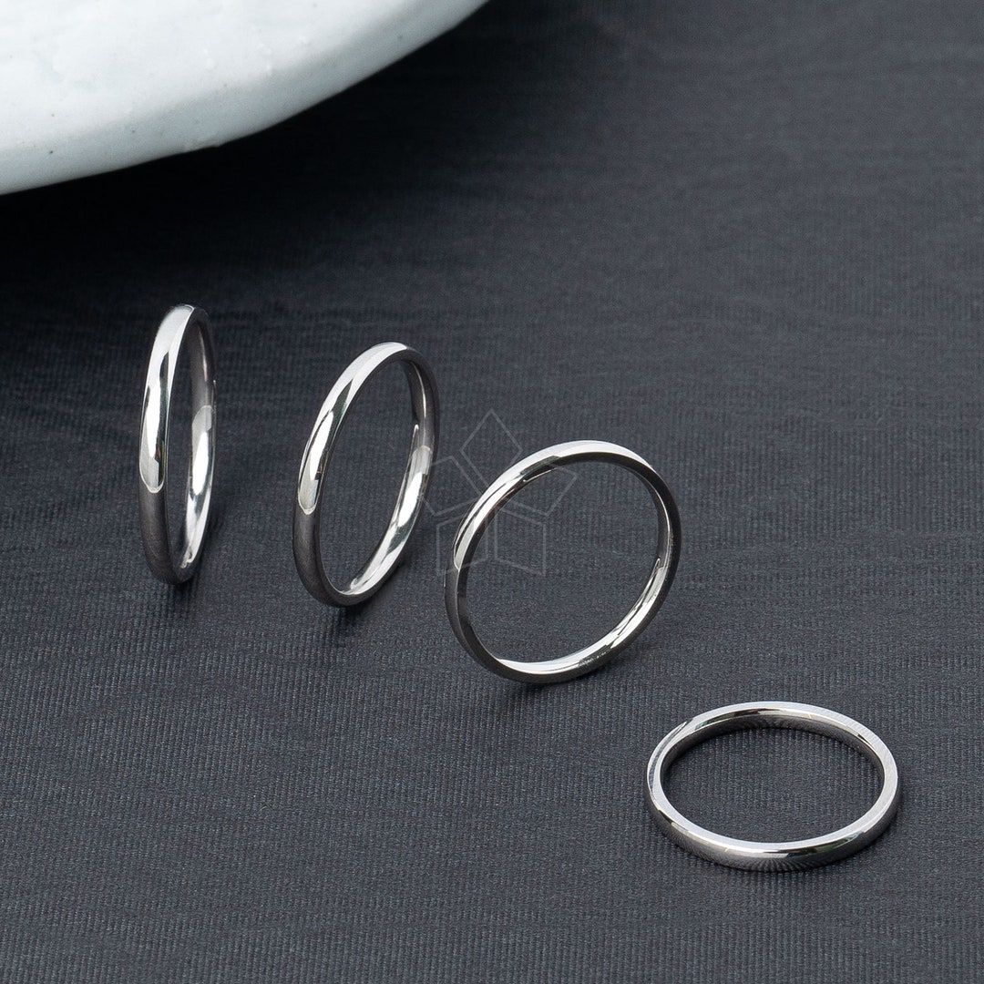 SG147 / 1 Pcs - Glossy Polished Stainless Steel Ring, 2mm Dome Band ...