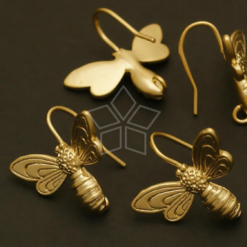 EA-089-MG / 2 Pcs Honey Bee Hook Earrings Bee Ear Hooks - Etsy
