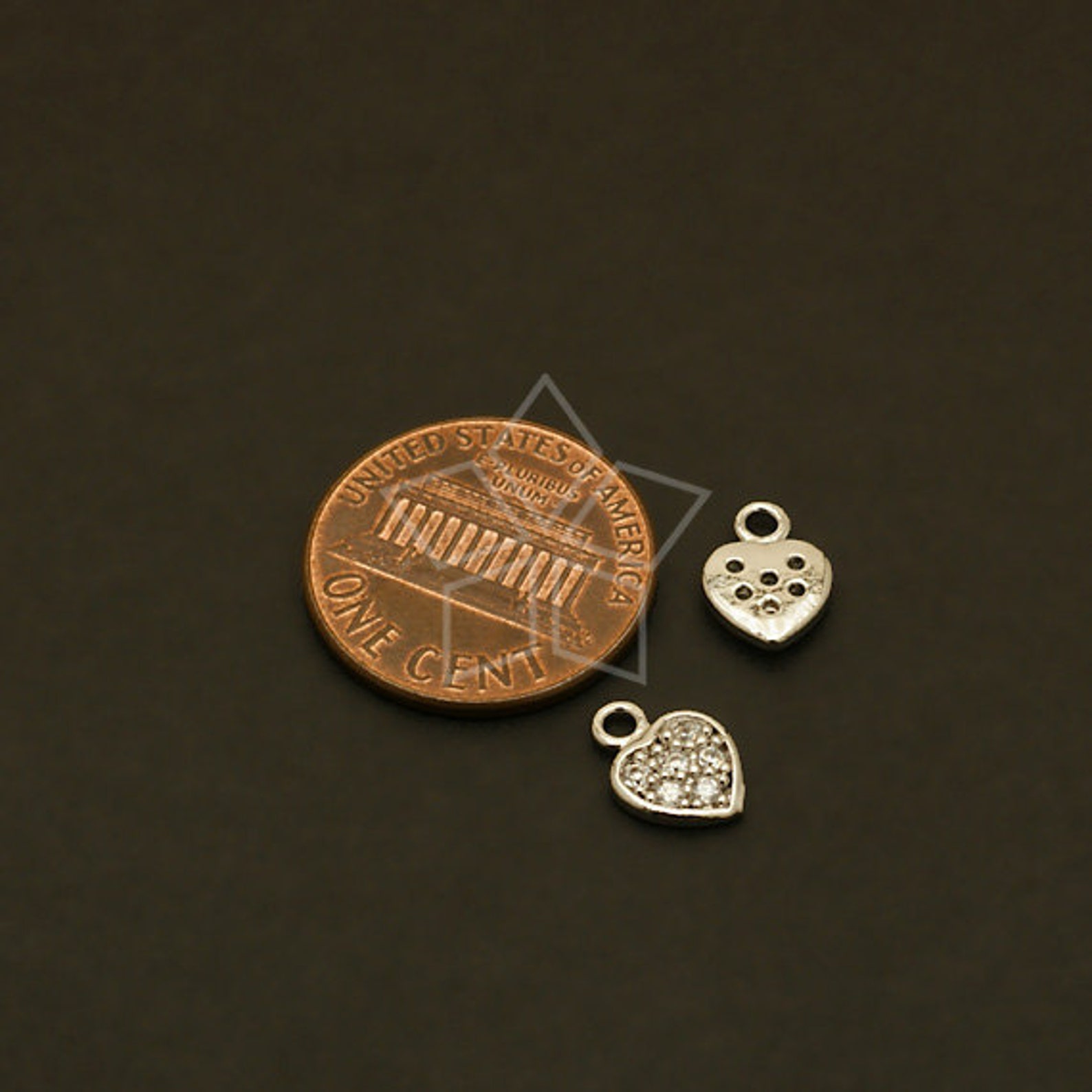 PD-384-OR / 2 Pcs Mini CZ Stone Heart Charms Tiny Heart - Etsy