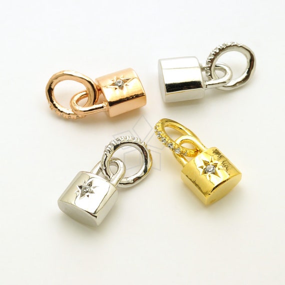 PD-3191-OP / 1 Pcs Cubic Star Lock Charms With Bail CZ | Etsy