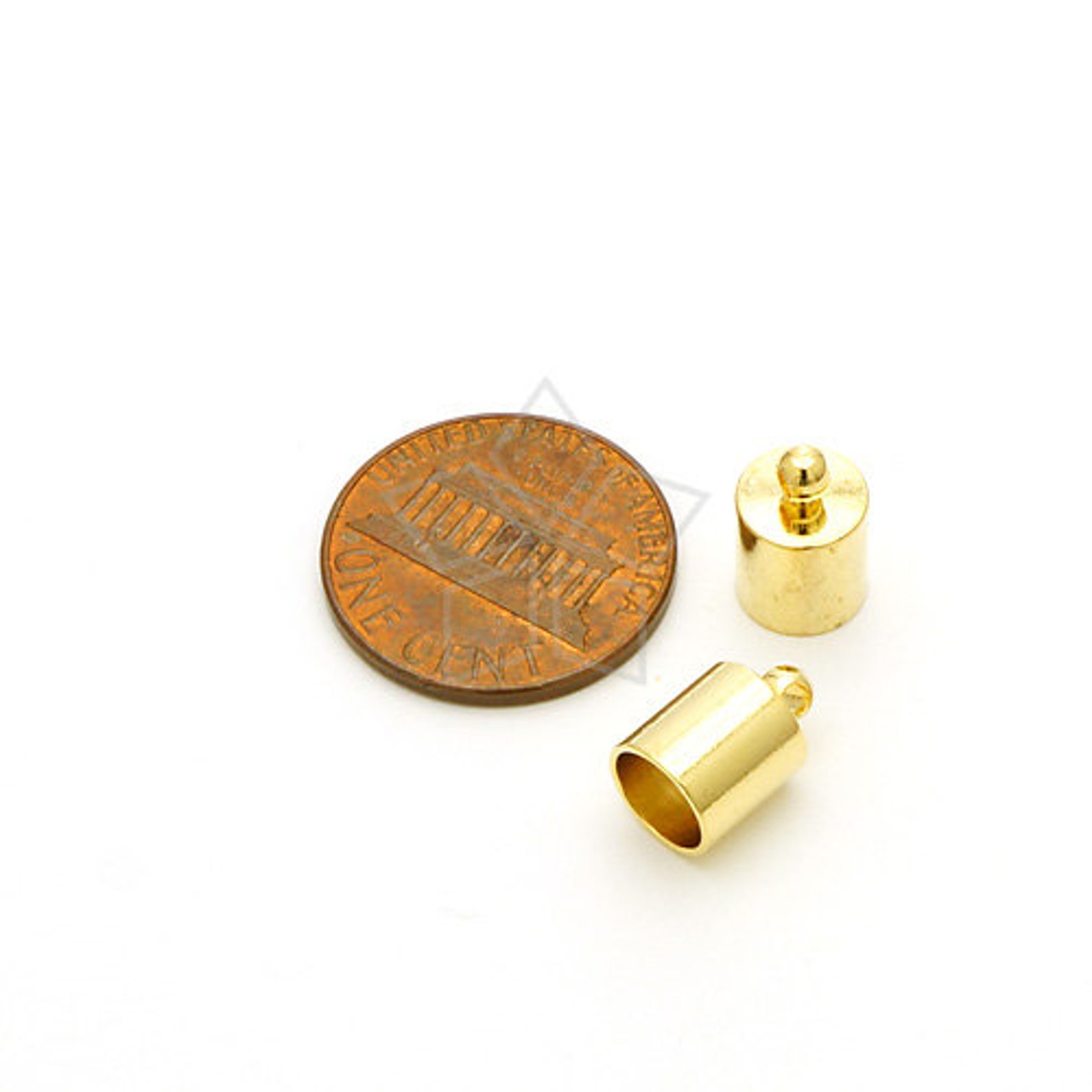 FE-008-GD / 10 Pcs - 7mm End Caps With Loop - Leather End Caps, Gold ...