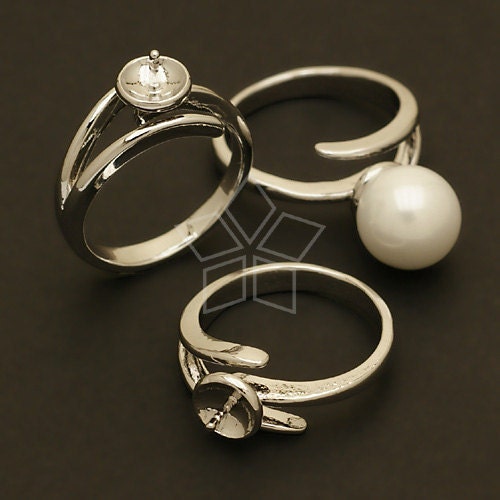 RR-010-OR / 2 Pcs Double Pearl Cups Ring Base adjustable - Etsy