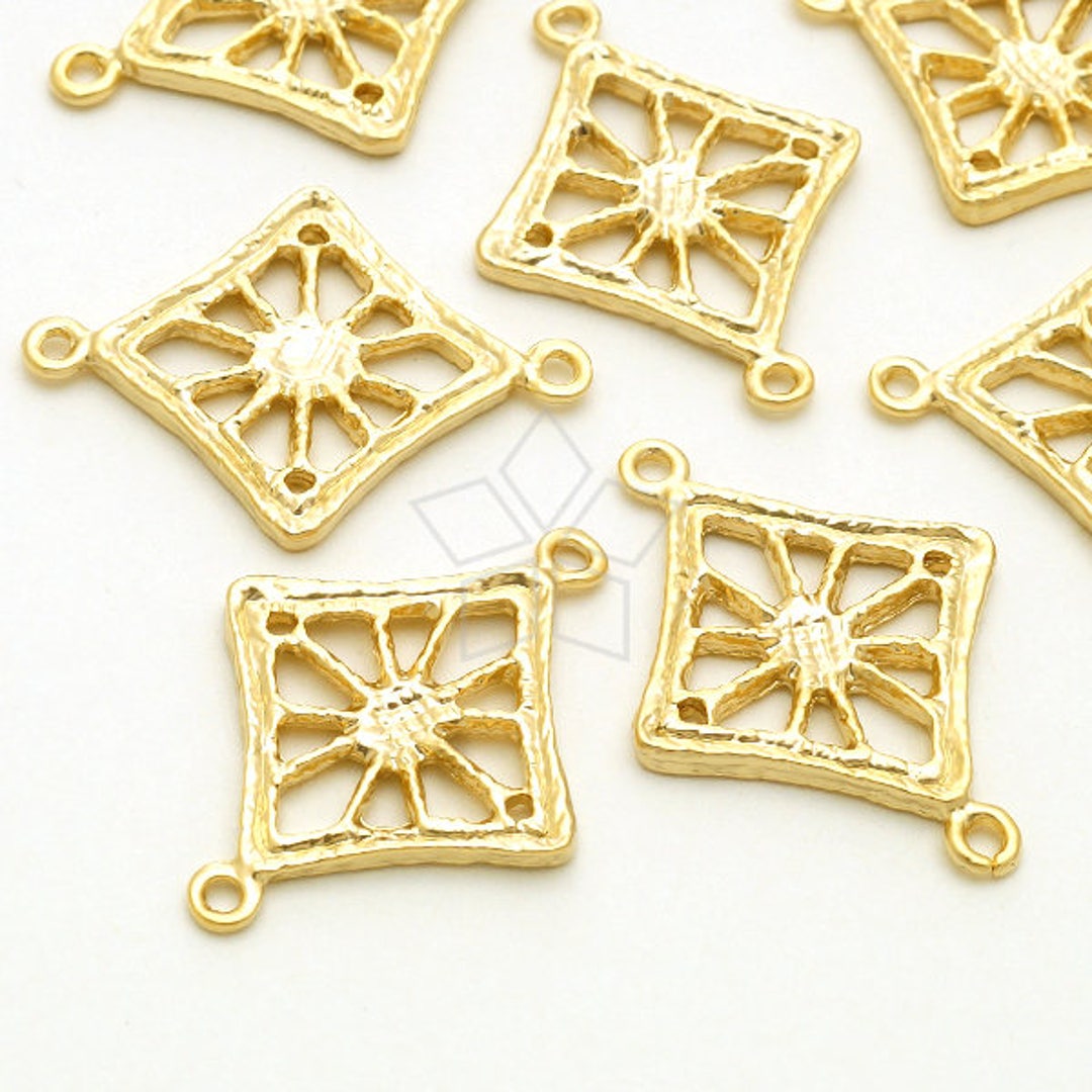 AC-645-MG / 2 Pcs - Lace Motif Rhombus Connector, Lace Pattern Diamond ...