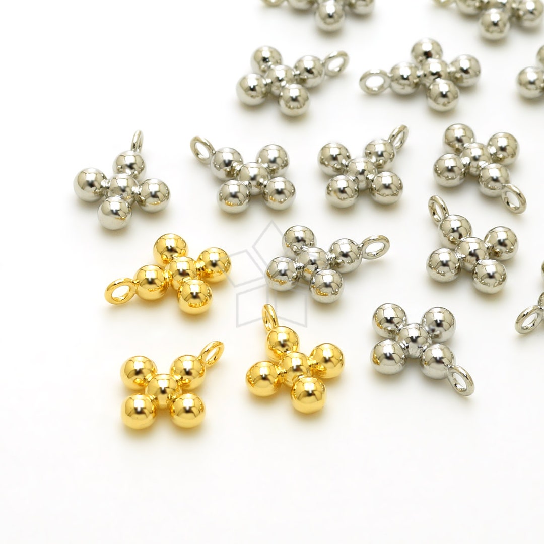 PD-1858-OP / 2 Pcs - Dainty Ball Cross Pendant, Tiny Cross Charm, DIY ...