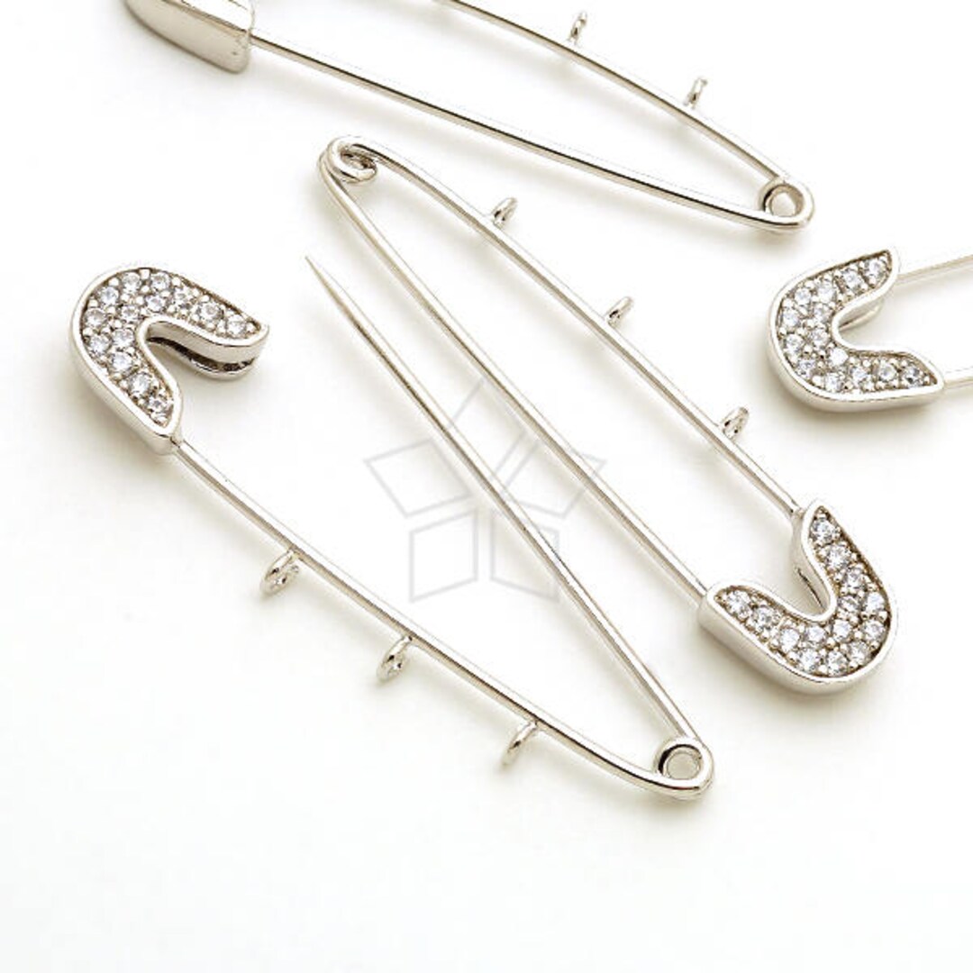 PN-007-OR / 1 Pcs - Jewel Safety Pin Brooch Findings With for Charm ...
