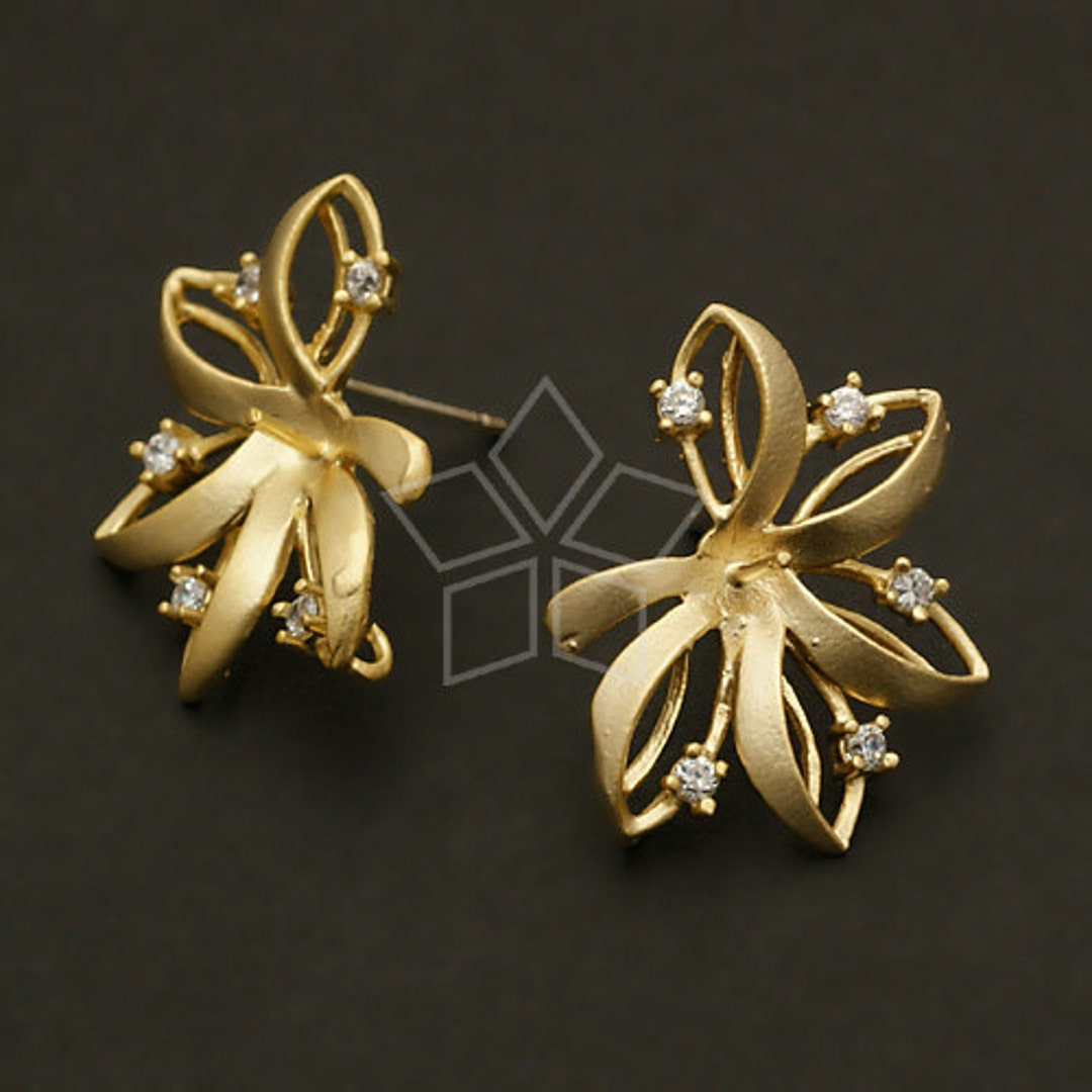 SI-304-MG / 2 Pcs Gold Ribbon Flower Findings Matte Gold - Etsy