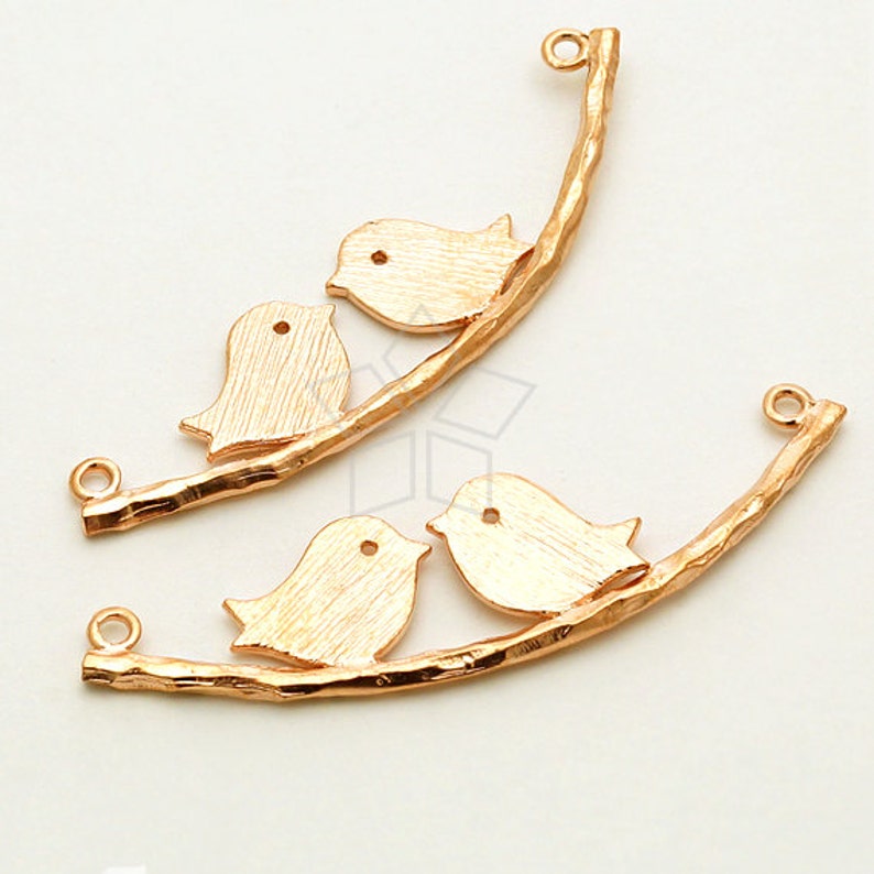 PD-1640-MR / 2 Pcs - Sideways Two Birds Pendant, Two Loops Twin Couple ...