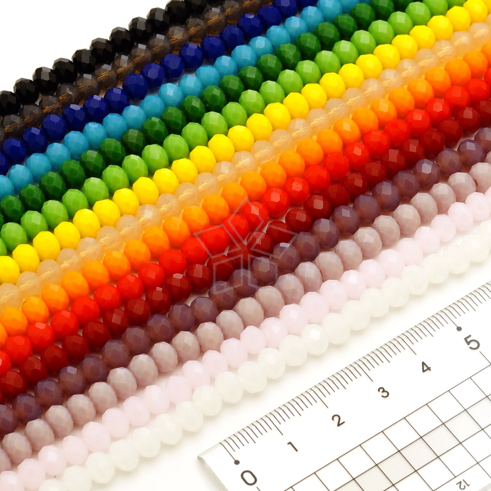 CRT25 / 1 Strand - 6mm Faceted Crystal Rondelle Beads, Small Opaque ...