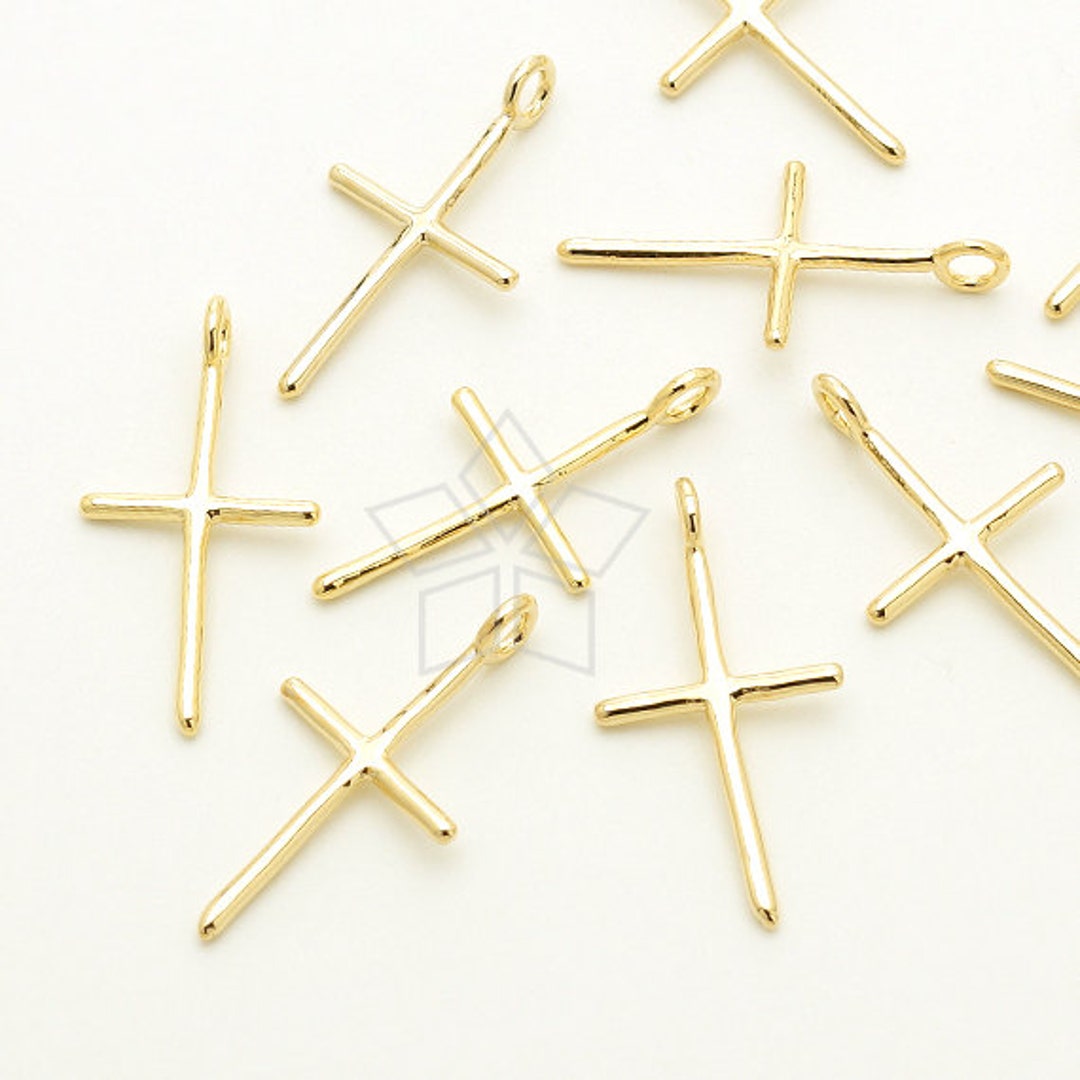 PD-1808-GD / 2 Pcs - New Tiny and Skinny Cross Pendant, Dainty Small ...