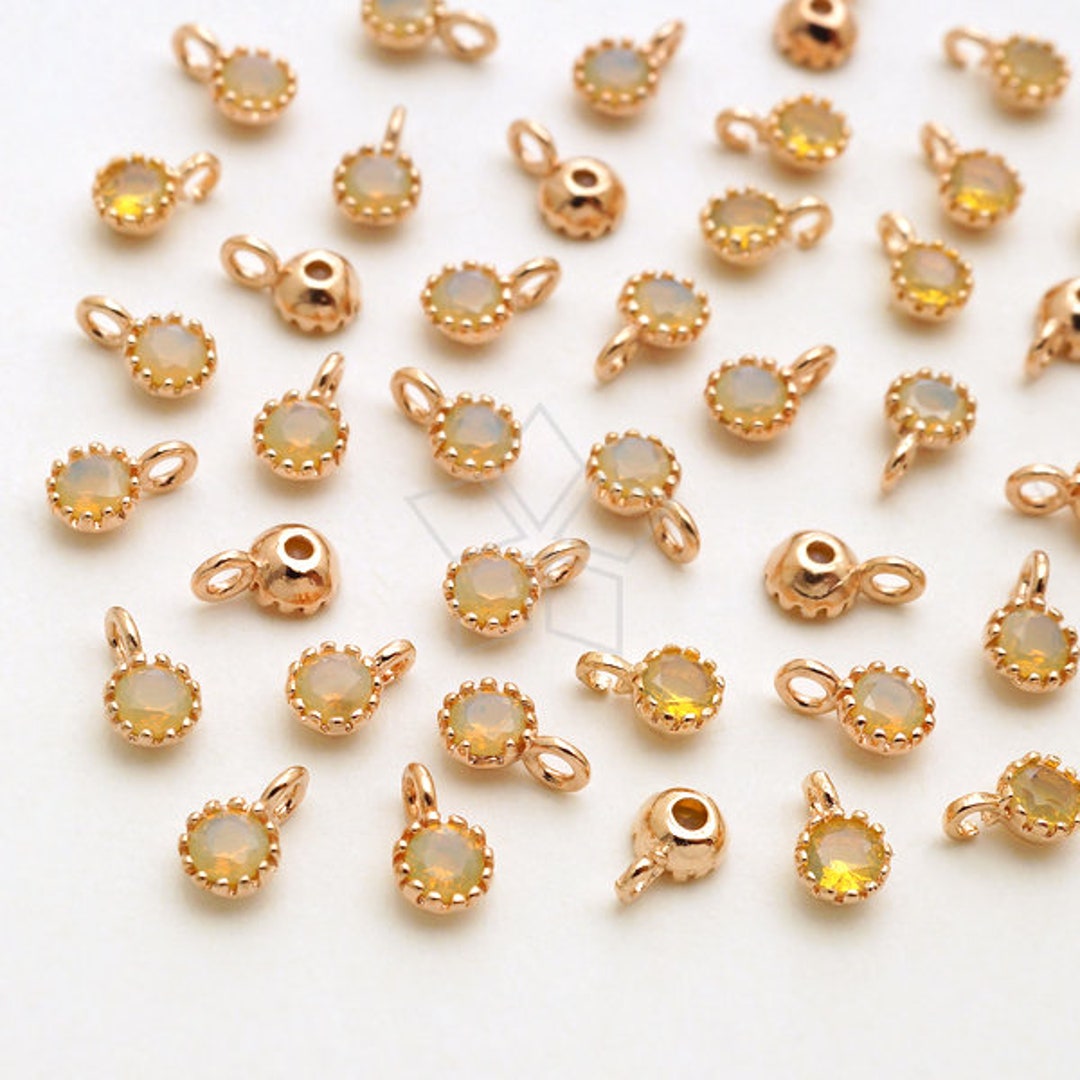 PD-2897-RG / 4 Pcs - Very Tiny Birthstone Charms, October Birthstone ...