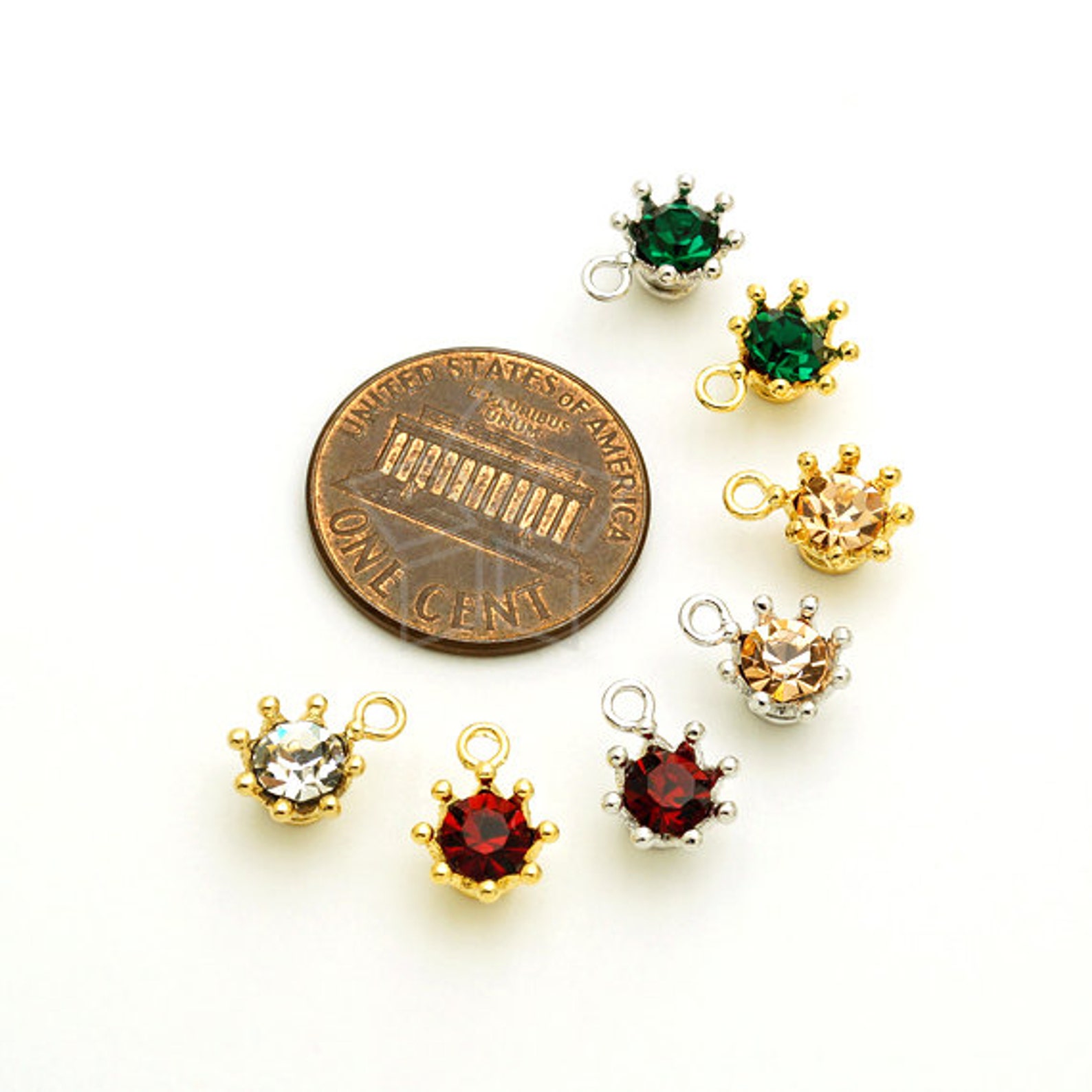 PD-1768-GD / 4 Pcs Tiny Rhinestone Crown Charms Tiara Charm | Etsy