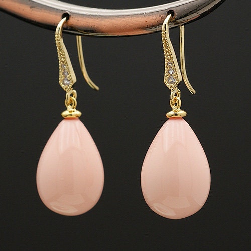 PL-034-PK / 2 Pcs Light Pink Tear Drop Shell Pearl Milky - Etsy