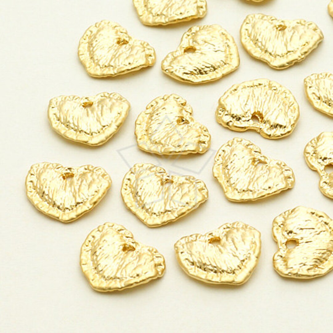 PD-968-MG / 4 Pcs - Fabric Feels Metal Heart Pendant, Diy Jewelry ...