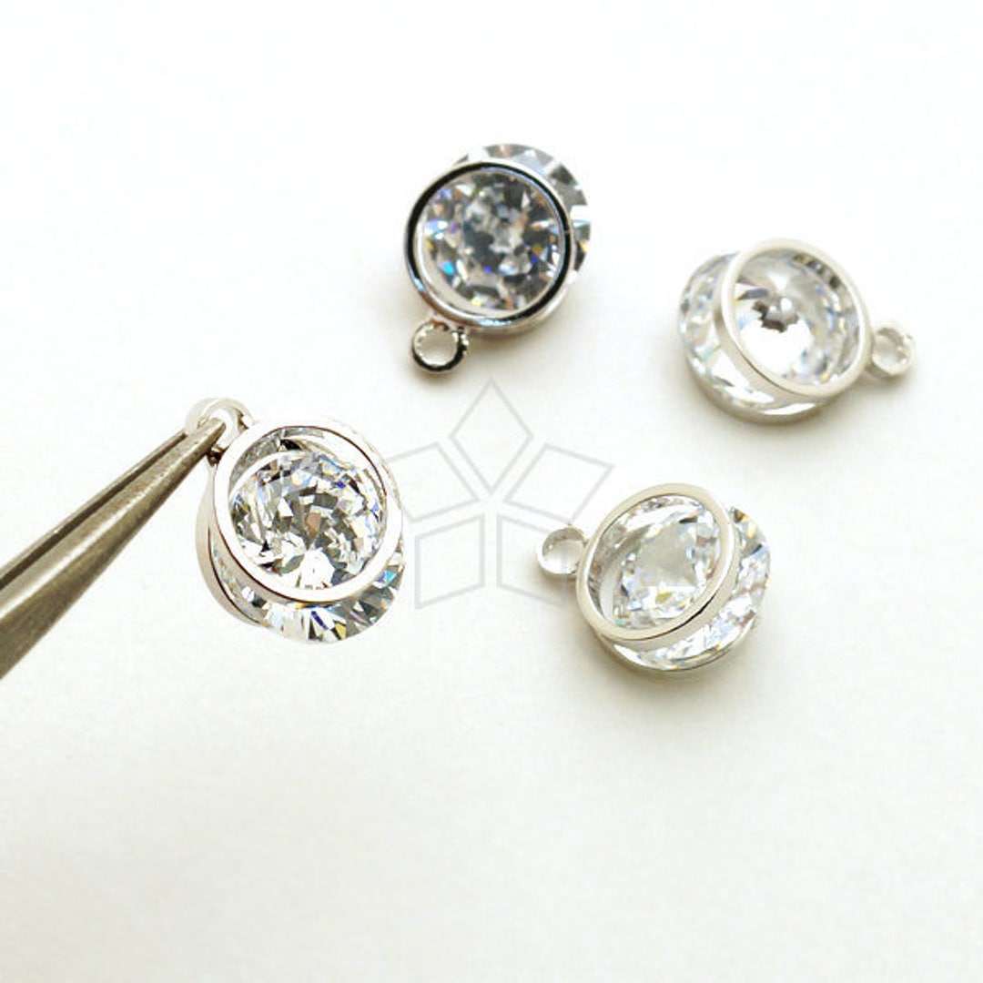 PD-1881-OR / 2 piezas Zirconia cúbica de corte brillante en marco de ...