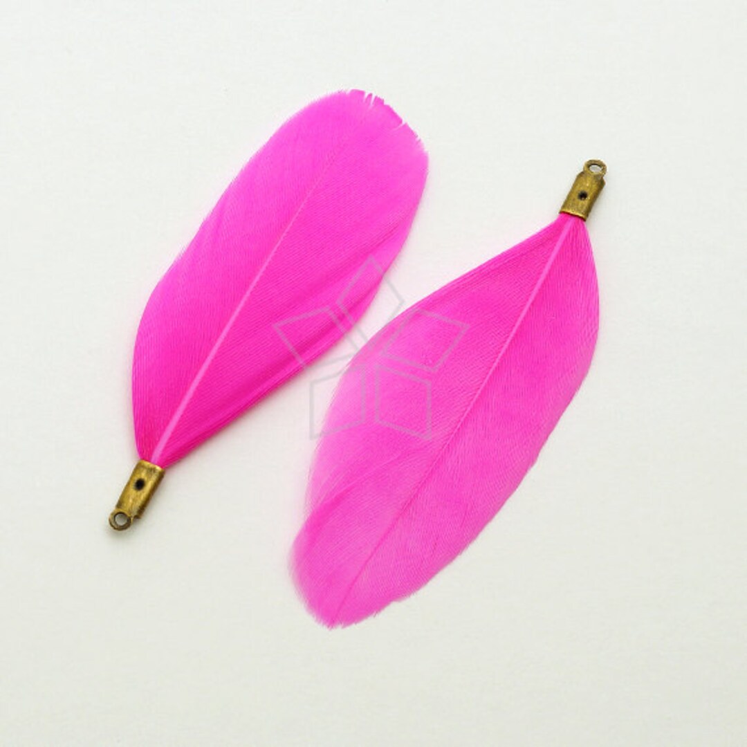 FT-004-HP / 2 Pcs Duck Feather Pendant Handmade Hot Pink - Etsy