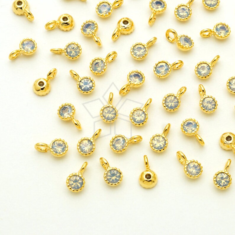 PD-1689-GD / 4 Pcs Very Tiny Birthstone Charms October | Etsy