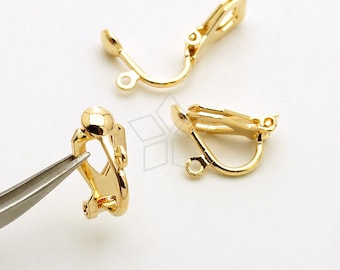 4pcs Gold Spring Clip on Earring Finding, Gold Hoop Clip Earring ...