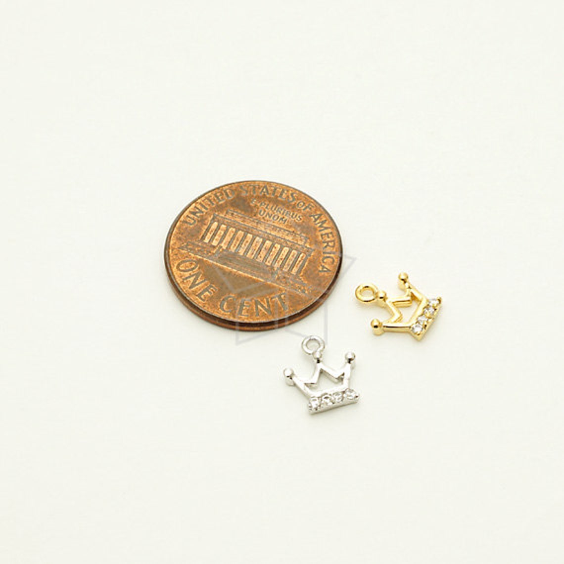 PD-1151-OR / 2 Pcs - Tiny CZ Tiara Charm Pendant for Necklace, Silver ...