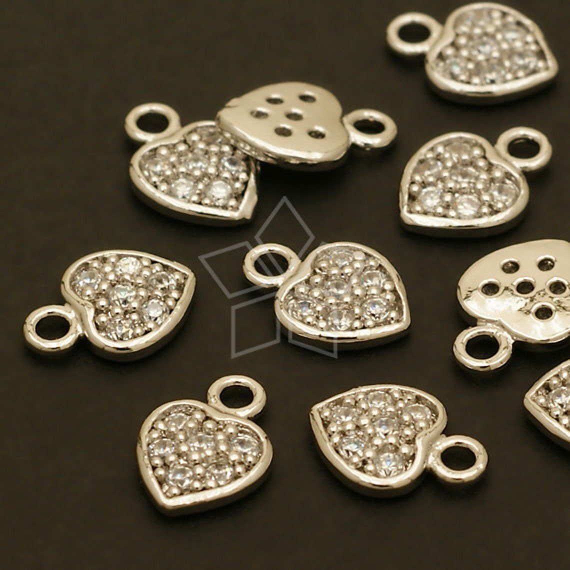 PD-384-OR / 2 Pcs Mini CZ Stone Heart Charms Tiny Heart | Etsy