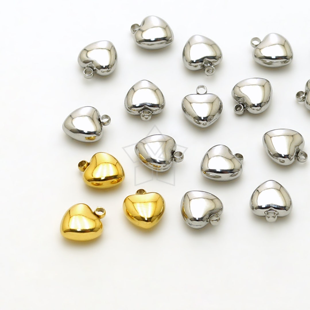 SG140 / 2 Pcs - Stainless Steel Tiny Heart Charm, Mini Heart Pendant ...