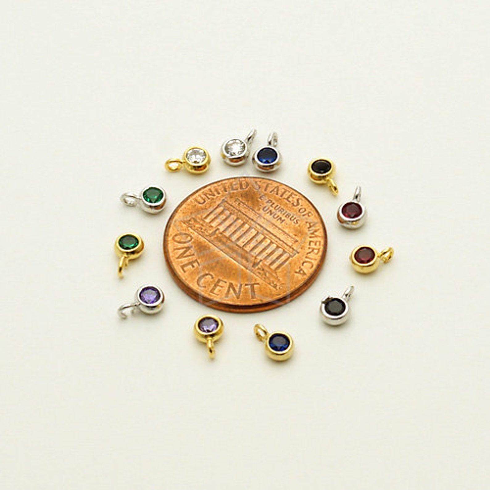 SV-104-GD / 2 Pcs New Tiny Round CZ Charms crystal 16K - Etsy