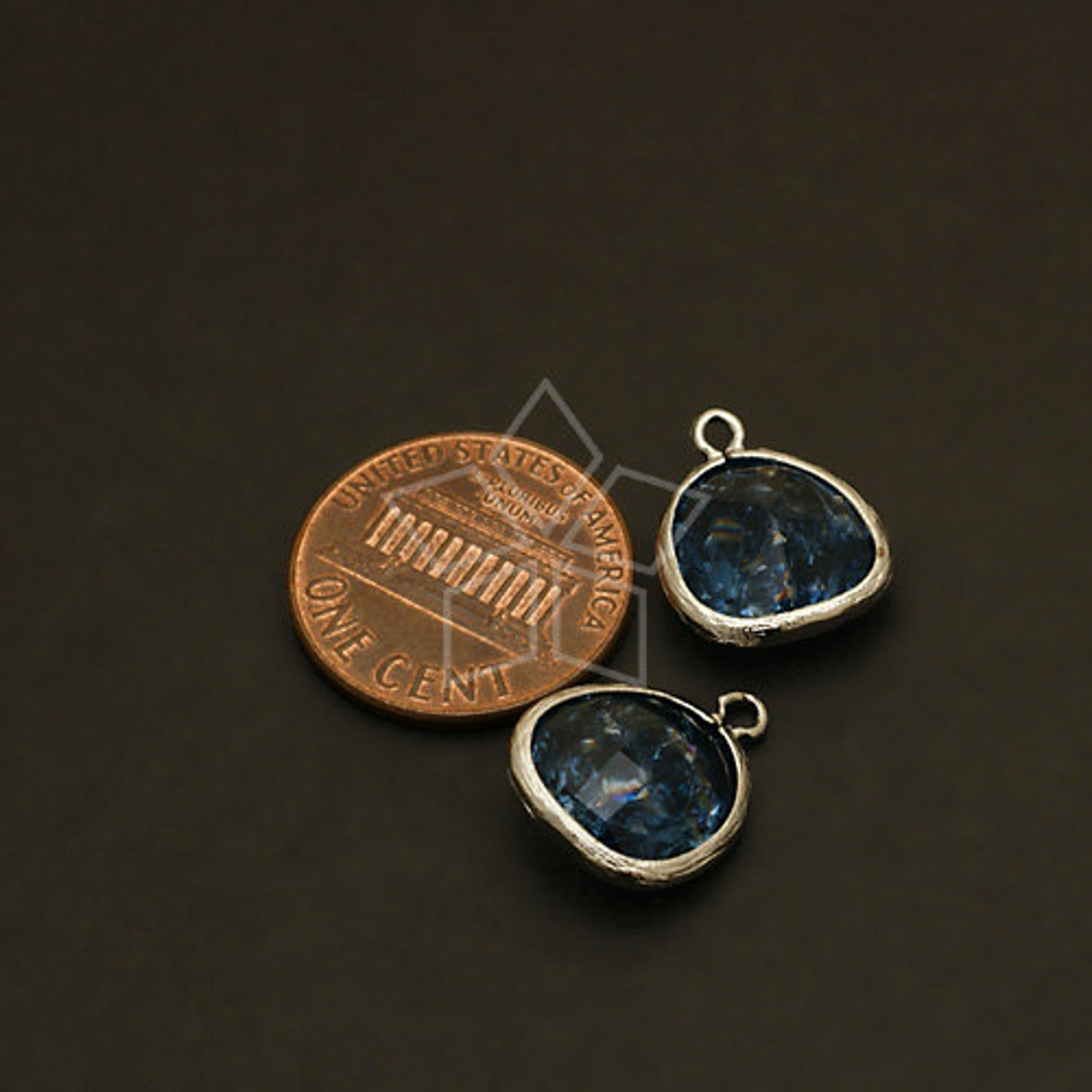PD-446-OR / 2 Pcs - Crackle Glass Stone Pendant, Montana Blue Glass ...