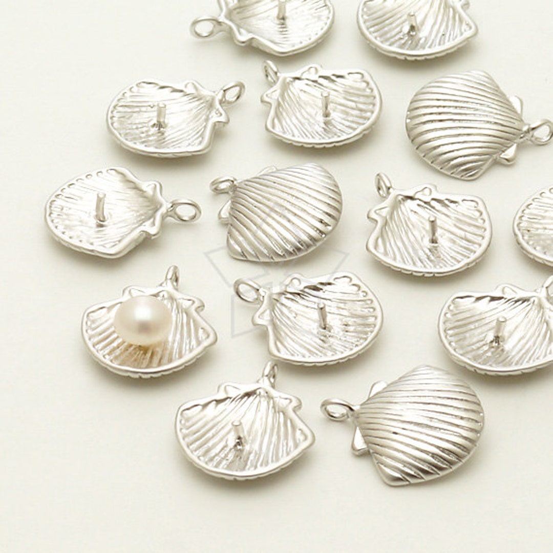 PD-1113-MS / 2 Pcs - NEW Tiny Pearl Shell Charm Pendants With a Peg for ...