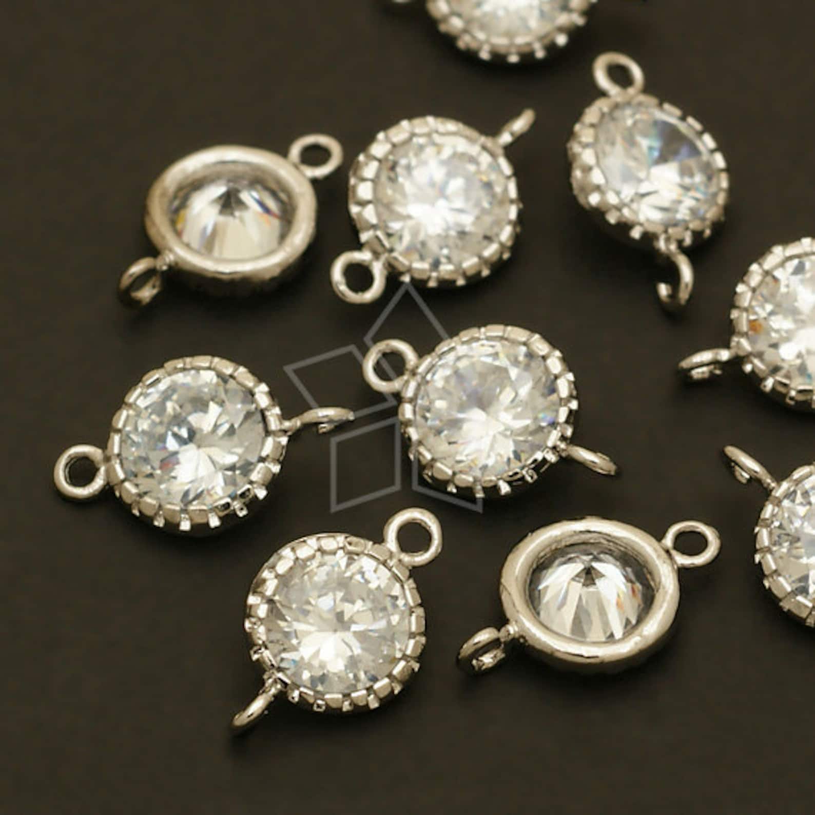 AC-432-OR / 4 Pcs Vintage Round CZ Connector Two Loop Cubic | Etsy