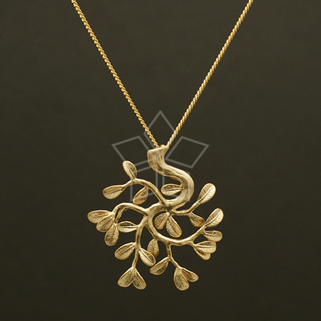 PD-389-MG / 2 Pcs - NEW Gold Tree Pendant, Tree Necklace Pendant, Matte ...