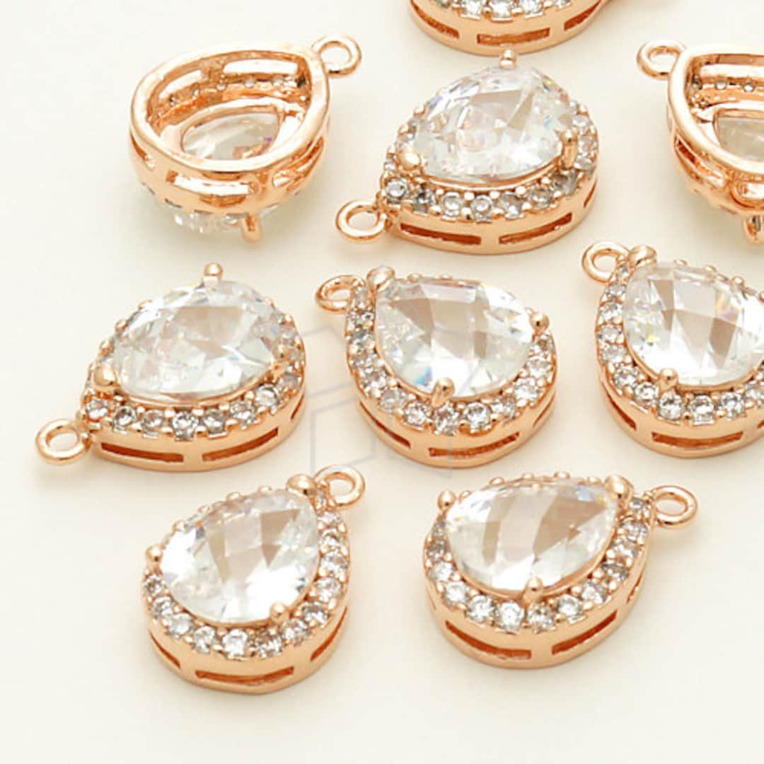 PD-146-RG / 2 Pcs - Cubic Zircon Bezel Setting Drop Pendant (m-size ...