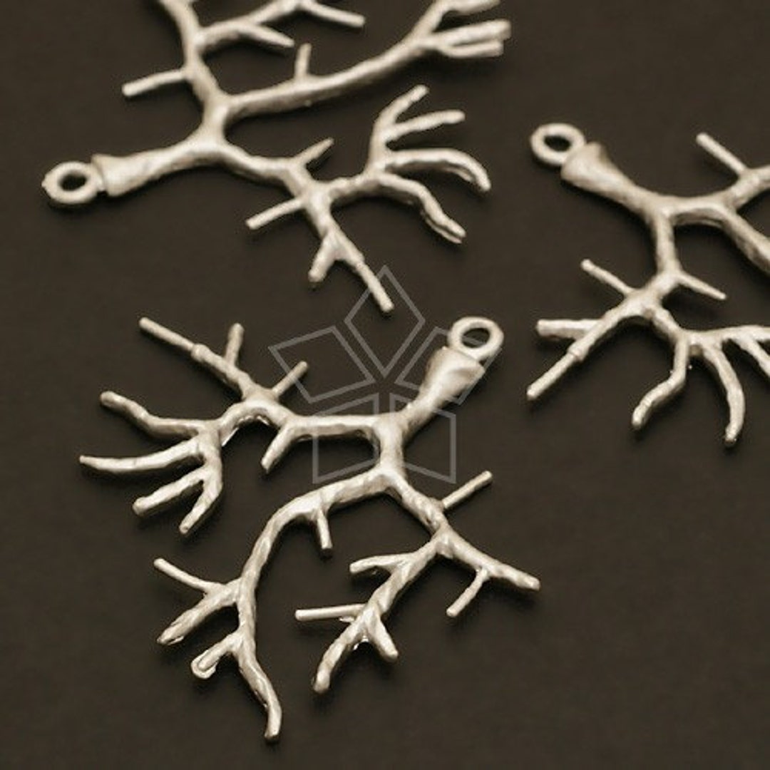 AC-375-MS / 2 Pcs - Poetic Branch Pendant, Root Pendant, Matte Silver ...