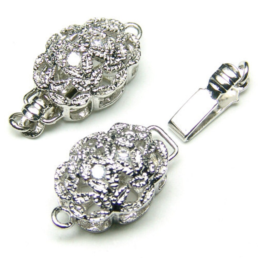 SI-017-OR / 1 Pcs Flower Clasp Findings, DIY Pearl Jewelry Necklace ...
