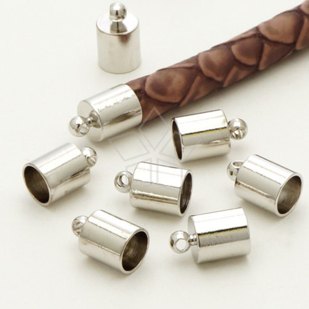 FE-005-OR / 10 Pcs 6mm End Caps With Loop Leather End Caps, Silver ...