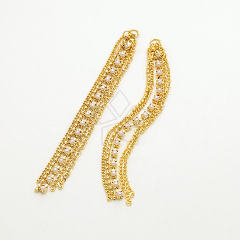 PD-2489-GD / 2 Pcs Long Mix Chain and Pearl Cup Chain - Etsy