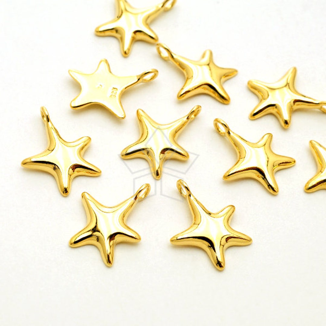 SV-333-GD / 1 Stk . 925 Sterling Silber Stern Anhänger, Stern Anhänger ...