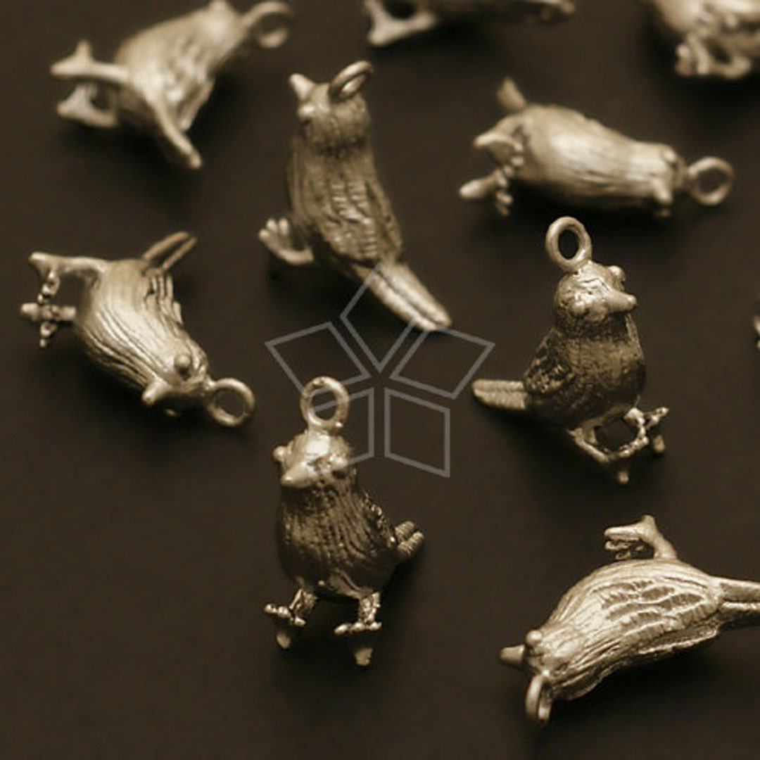 PD-493-MS / 2 Pcs - Chubby Sparrow Charms, Little Bird Charm Pendant ...