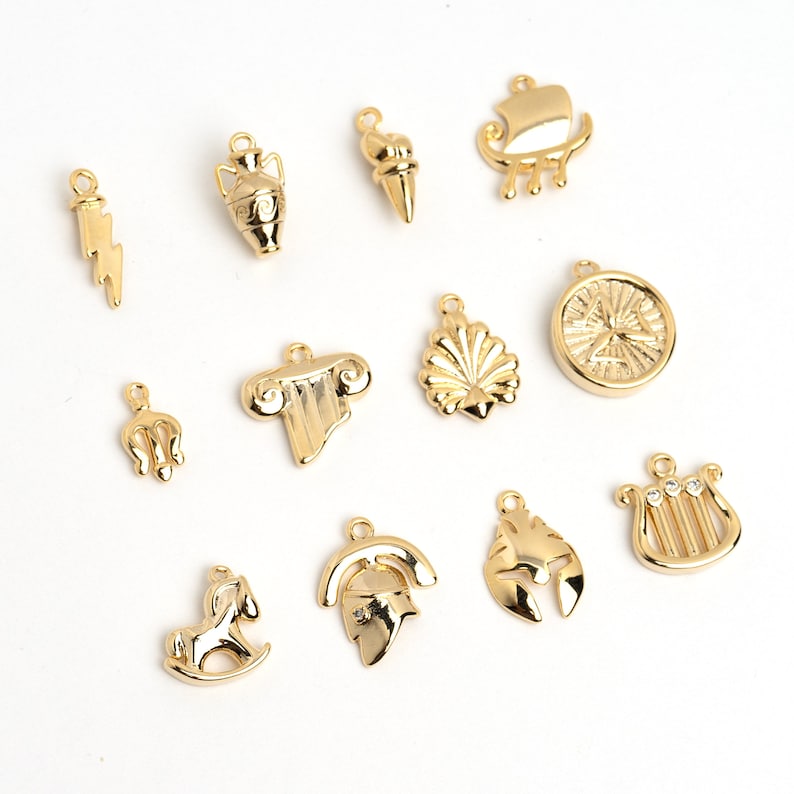 PD-2228-GD / 2 Pcs - Ancient Greek Motif Charms, Gold 12 Styles Antique ...