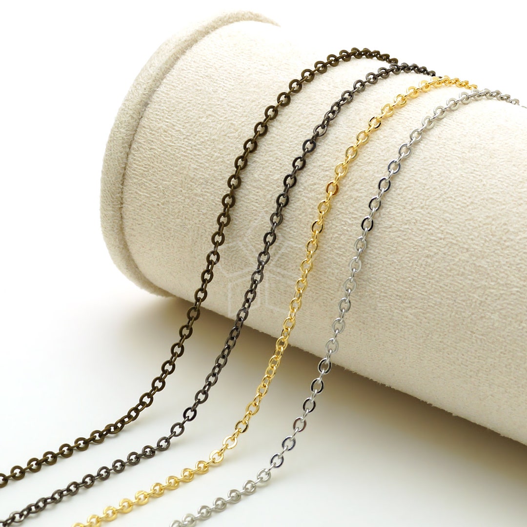 CH-007-OP / 3m - Flat Oval Flat Cable Chain Welded Soldered Oval Link ...