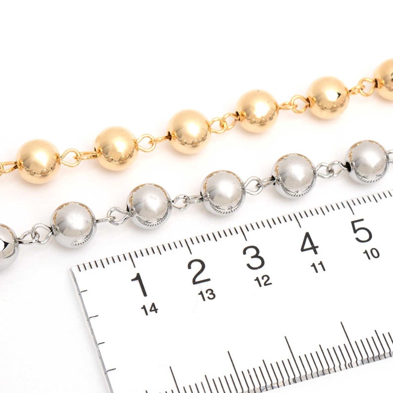 CH-022-OP / 1m - Handmade 8mm Plated Acrylic Round Bead Chain | CCB ...