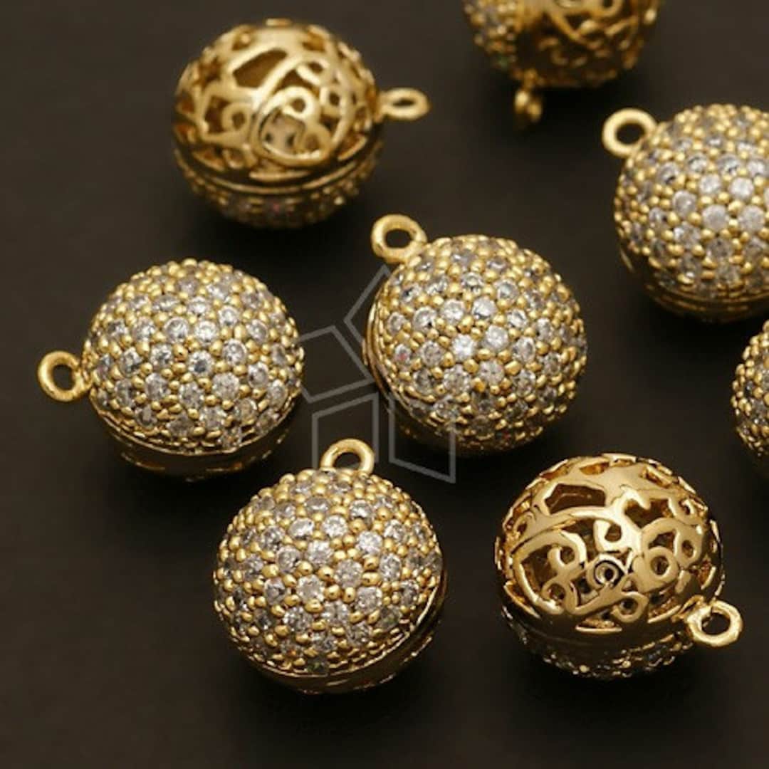 PD-224-GD / 1 Pc - Luxury Cubic Ball Drop Pendant, Diy Jewelry Necklace ...