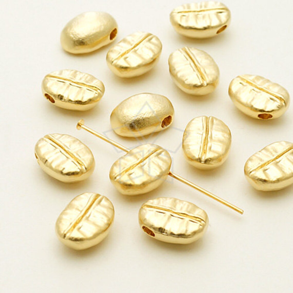 ME-195-MG / 2 Pcs - Coffee Bean Bead Centrepiece, Floating Charm, Matte ...